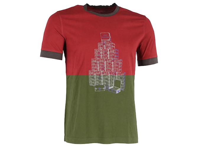 Louis Vuitton Luggage Logo T-Shirt in Red Cotton ref.1168052 - Joli Closet