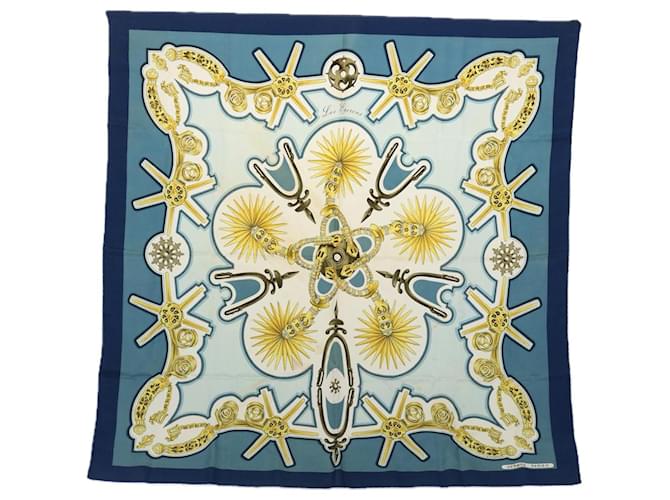 Hermès HERMES CARRE 90 Les Eperons Scarf Silk Blue Auth am5200 ref ...