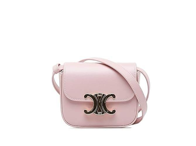 Céline Mini Triomphe Crossbody Bag Pink Leather Pony-style calfskin ref ...