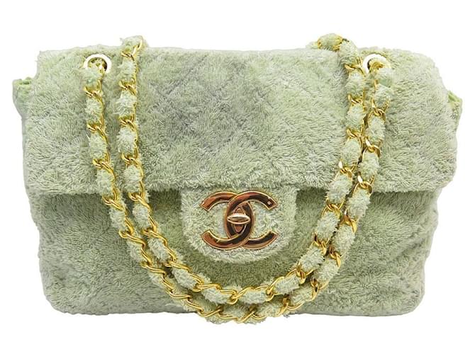 VINTAGE CHANEL MAXI CLASSIC HANDBAG TIMELESS SPONGE FABRIC SHOULDER ...