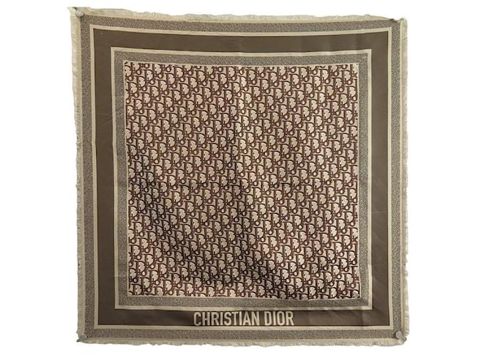Christian Dior DIOR SQUARE SCARF 70 OBLIQUE MONOGRAM CANVAS WITH BROWN ...