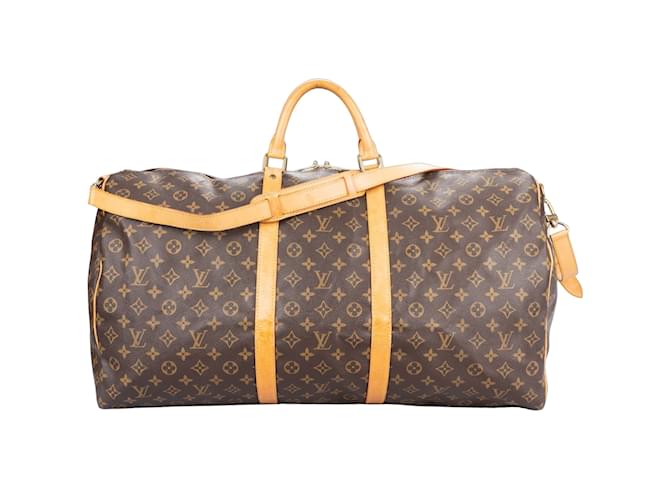 Louis Vuitton Canvas Monogram Keepall Bandouliere 60 Brown Leather ref.1176496 - Joli Closet