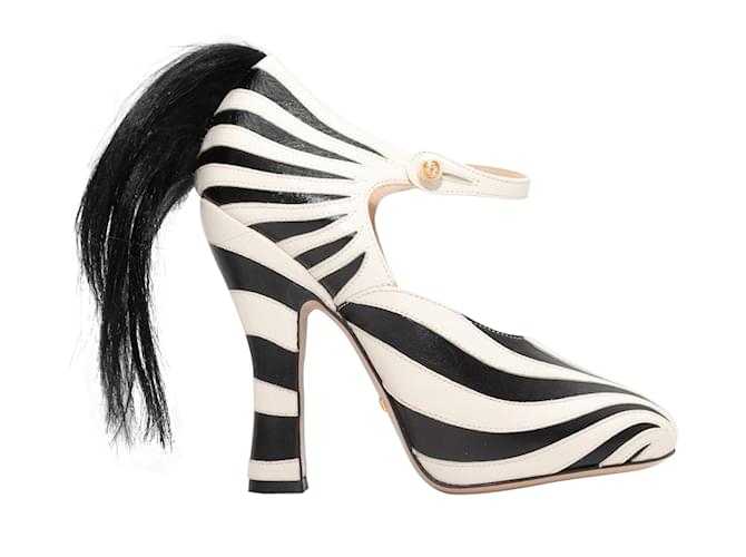 Black & White Gucci 2017 Zebra Mary Jane Pumps Size 36 Exotic leather ...