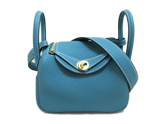 Hermès Clemence Mini Lindy 20 Blue Leather ref.1181064 - Joli Closet