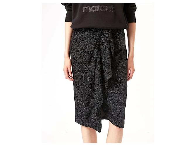 Isabel Marant Alyssa sparkling velvet skirt Black ref.1181134 - Joli Closet