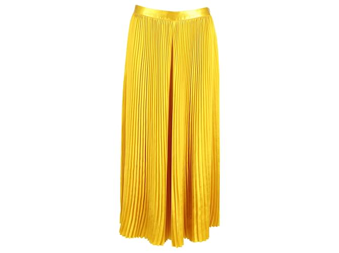 Ulla Johnson Rami Pleated Midi Skirt in Yellow Gold Polyester Golden ...