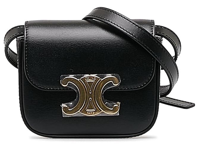 Céline Celine Black Mini Triomphe Crossbody Bag Leather Pony-style ...