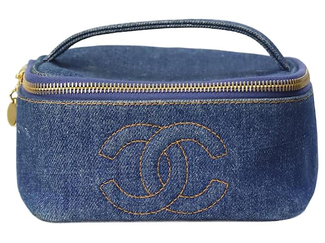 Chanel Blue 1996 CC mark stitch vanity bag Denim ref.1201232 - Joli Closet