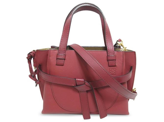 Loewe Red Mini Gate Top Handle Satchel Leather Pony-style calfskin ref ...