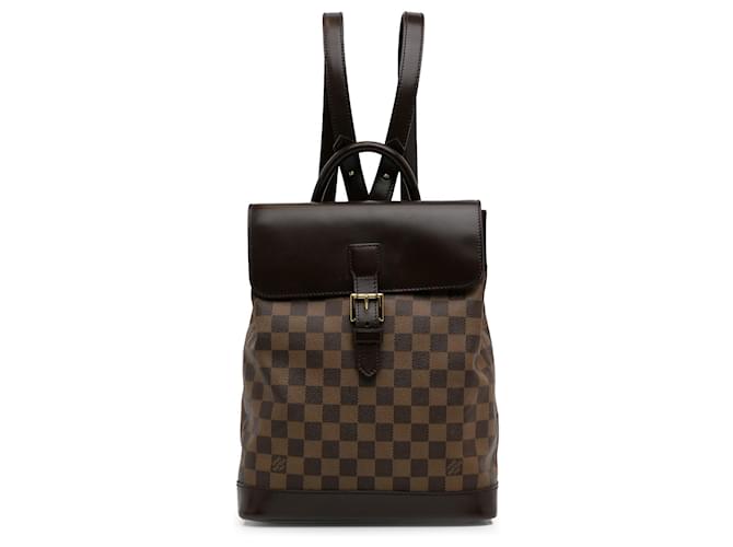 Louis Vuitton Brown Damier Ebene Soho Leather Cloth Pony-style calfskin ...