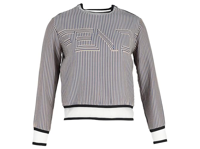 Fendi Logo Striped Sweater in Multicolor Cotton Multiple colors ref ...