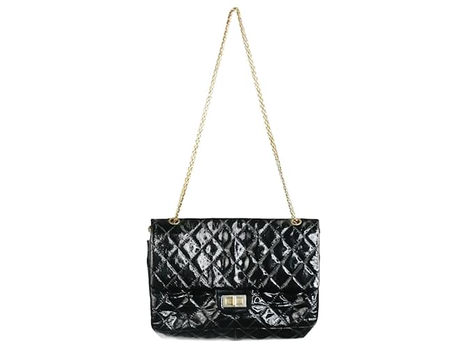 Mademoiselle Chanel Black maxi patent 2006 2.55 flap bag Leather ref ...