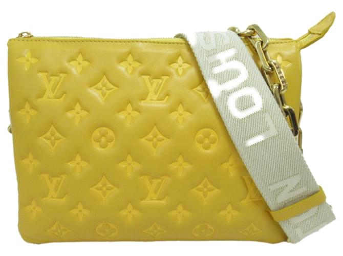 Louis Vuitton Yellow Monogram Coussin PM Leather Pony-style calfskin ...