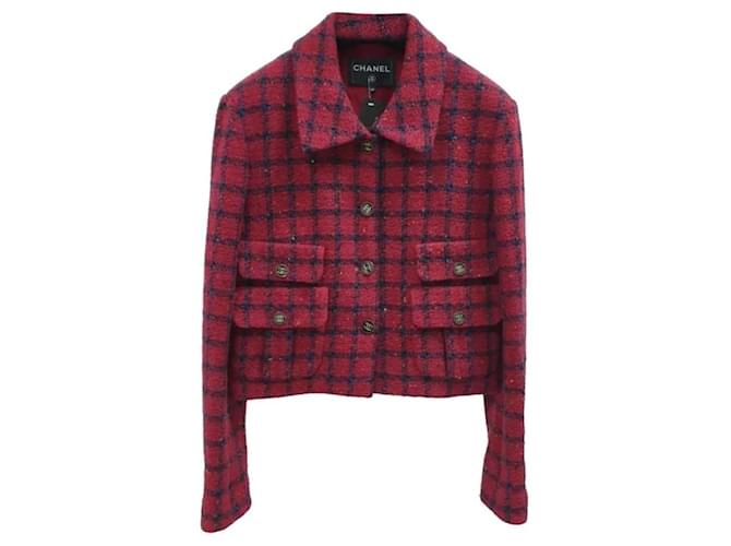 Chanel 22K Runway Tweed Jacket Dark red ref.1210740 - Joli Closet