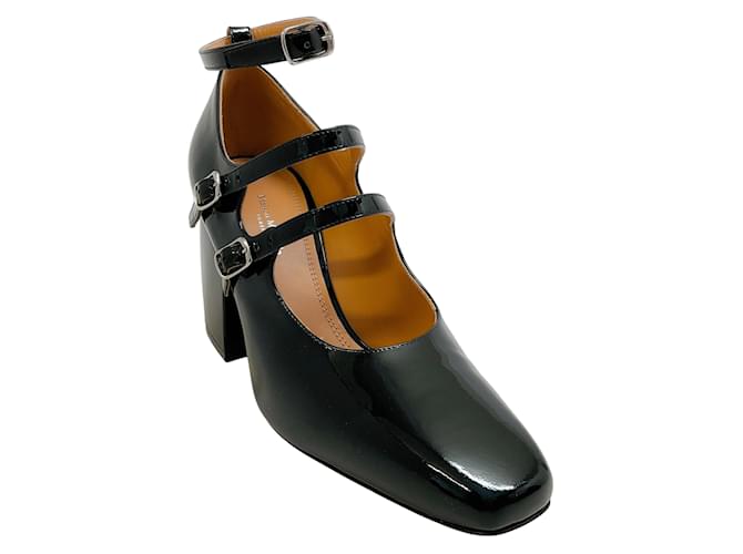 Maison Martin Margiela Maison Margiela Black Patent Leather 3 Strap ...