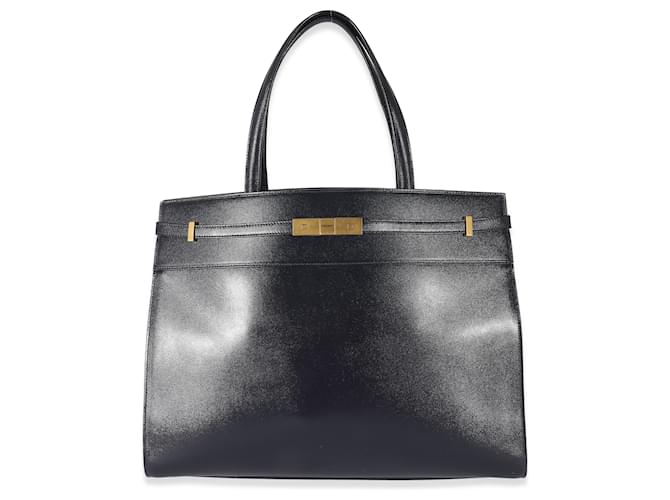Saint Laurent Navy Blue calf leather Medium Manhattan Shopper Tote ref ...