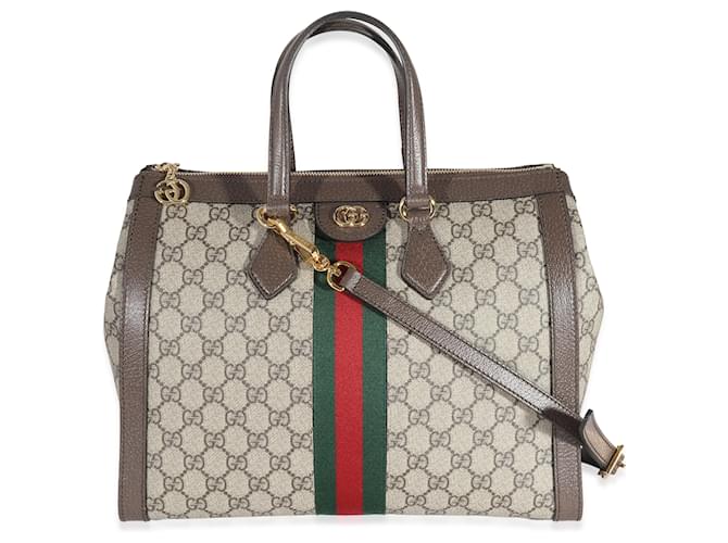 Gucci Beige GG Supreme Ophidia Medium Tote Bag Brown Cloth ref.1216647 ...