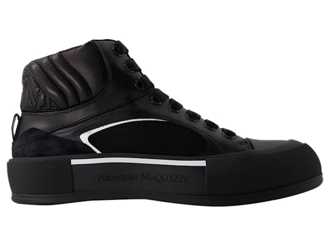 Deck Sneakers - Alexander McQueen - Leather - Black/White Pony-style ...