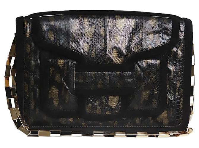 Pierre Hardy Black snake print Alpha flap bag Leather ref.1218624 ...
