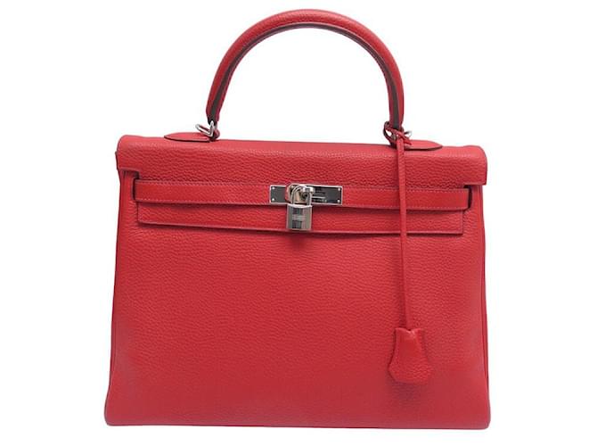 Hermès HERMES KELLY II HANDBAG RETURNS 35 IN RED TOGO LEATHER RED HAND ...