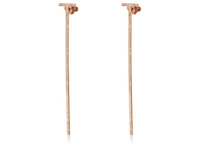 TIFFANY & CO. Tiffany T Elongated Wire Bar Earrings in 18k Rose Gold 0. ...