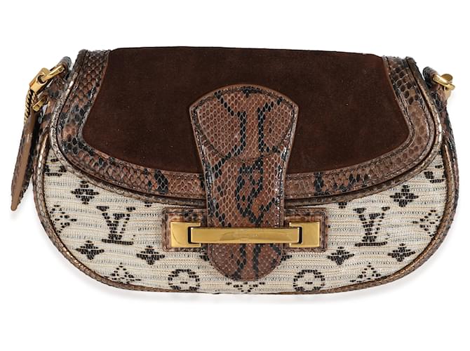 Louis Vuitton Bronze Python Marron Monogram Empire Levant Brown Suede ...