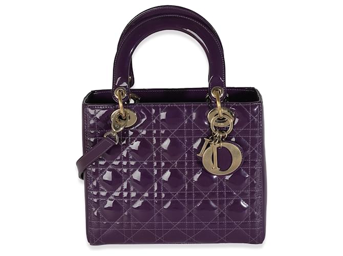 Christian Dior Purple Cannage Patent Medium Lady Dior Patent leather ...