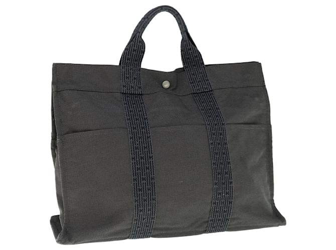 Hermès HERMES Her Line MM Tote Bag Canvas Gray Auth bs11592 Grey Cloth ...