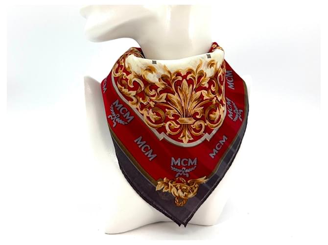 MCM BANDANA CLOTH COTTON RED ANTHRACITE GRAY GOLD CREAM Multiple colors ...