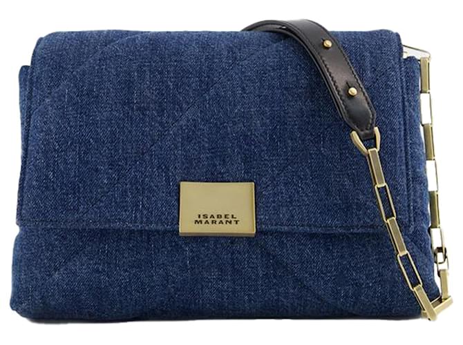 Merine Puffy Crossbody - Isabel Marant - Leather - Dark Blue Cotton ref ...