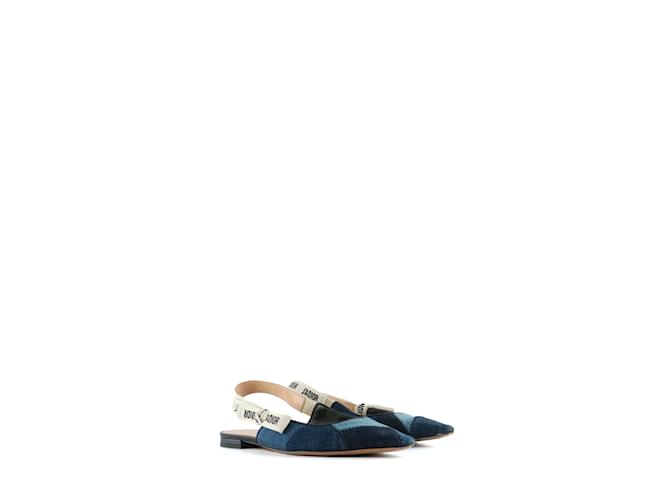 DIOR Ballet flats T.EU 37 Leather Navy blue ref.1233335 - Joli Closet