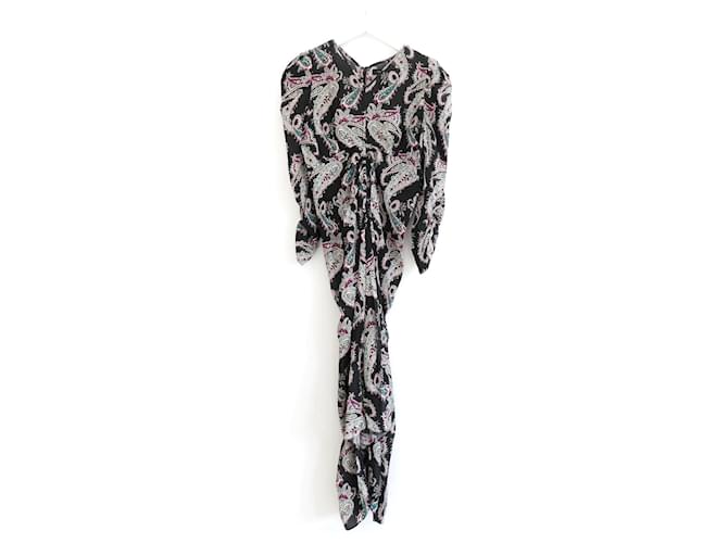 Isabel Marant Albi Dress Paisley Print Black Silk ref.1235313 - Joli Closet