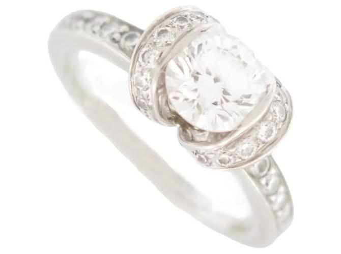 TIFFANY & CO RIBBON GRP RING10901 T48 WHITE GOLD 18k diamonds 0.88ct 4.4Gr Silvery Platinum ref ...