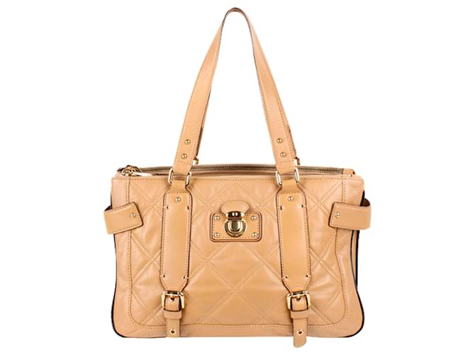 Marc Jacobs Beige MatelassÃ© Bag Brown Leather ref.1240650 - Joli Closet