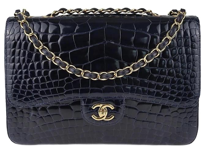 Chanel Deep Blue Jumbo Classic Single Flap Bag Exotic leather ref ...
