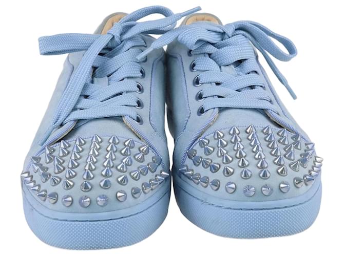 Christian Louboutin Blue Louis Junior Spike Low Top Sneakers Suede ref ...