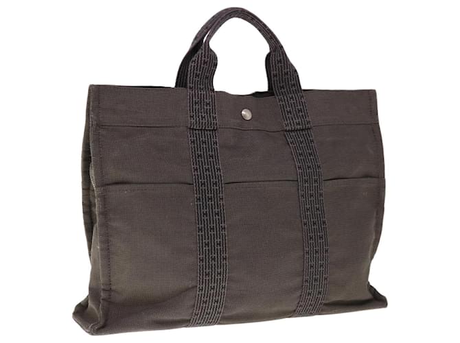 Hermès HERMES Her Line MM Tote Bag Canvas Gray Auth 65504 Grey Cloth ...