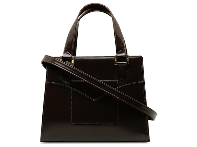 Yves Saint Laurent YSL Brown Leather Satchel Dark brown Pony-style ...