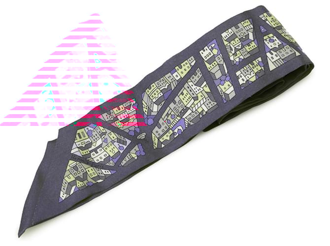 Hermès Pink Hermes Rive Droite Rive Gauche Silk Twilly Scarf Scarves ref.1256129 - Joli Closet