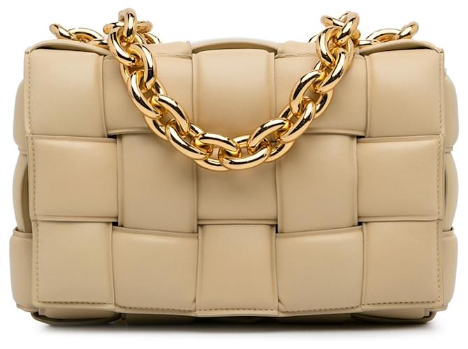 Bottega Veneta Brown Intrecciato Lambskin Padded Chain Cassette Beige ...