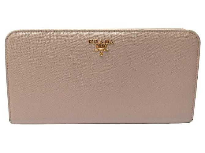 PRADA COMPAGNON WALLET PINK SAFFIANO LEATHER COIN PURSE CARD WALLET ref ...