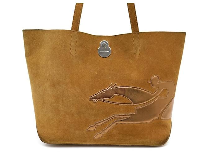 LONGCHAMP CABAS CAVALCADES L HANDBAG1379884226 CAMEL SUEDE HAND BAG ref ...
