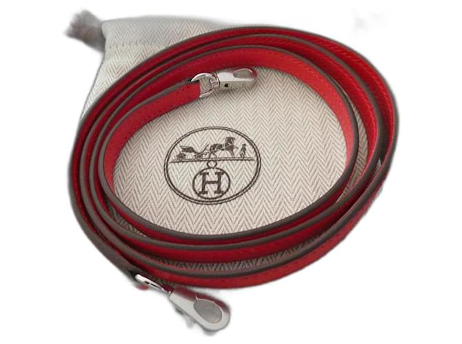 New Hermès shoulder strap for mini Kelly bag with dustbag Red Leather ...