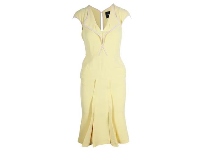 ROLAND MOURET Lemon Yellow Paneled CrÃªpe Dress Silk Wool ref.1288453 ...