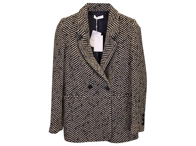 Anine Bing Fishbone Blazer in Beige Acrylic ref.1291622 - Joli Closet