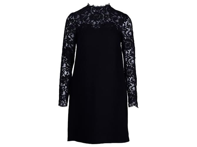 Valentino Garavani Valentino Lace Sleeve Dress in Black Silk ref ...