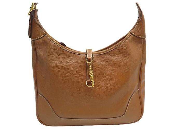 Hermès VINTAGE HERMES TRIM HANDBAG 31 COURCHEVEL GOLD LEATHER HAND BAG ...