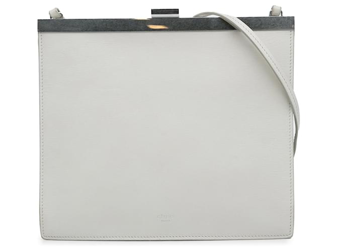 Céline Celine White Mini Clasp Bag Leather Pony-style calfskin ref ...