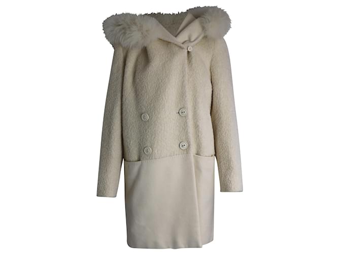 Max Mara Vicky Double-Breasted Coat in White Alpaca Blend Wool ref ...