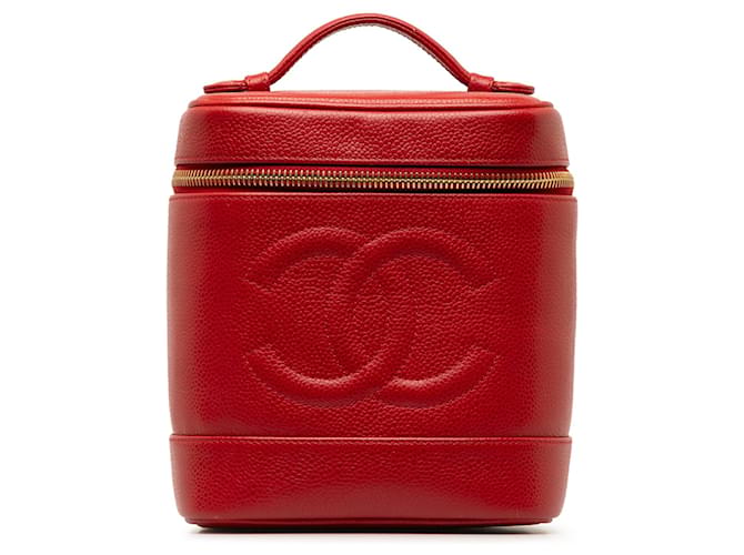 Chanel Red CC Caviar Vanity Case Leather ref.1297490 - Joli Closet